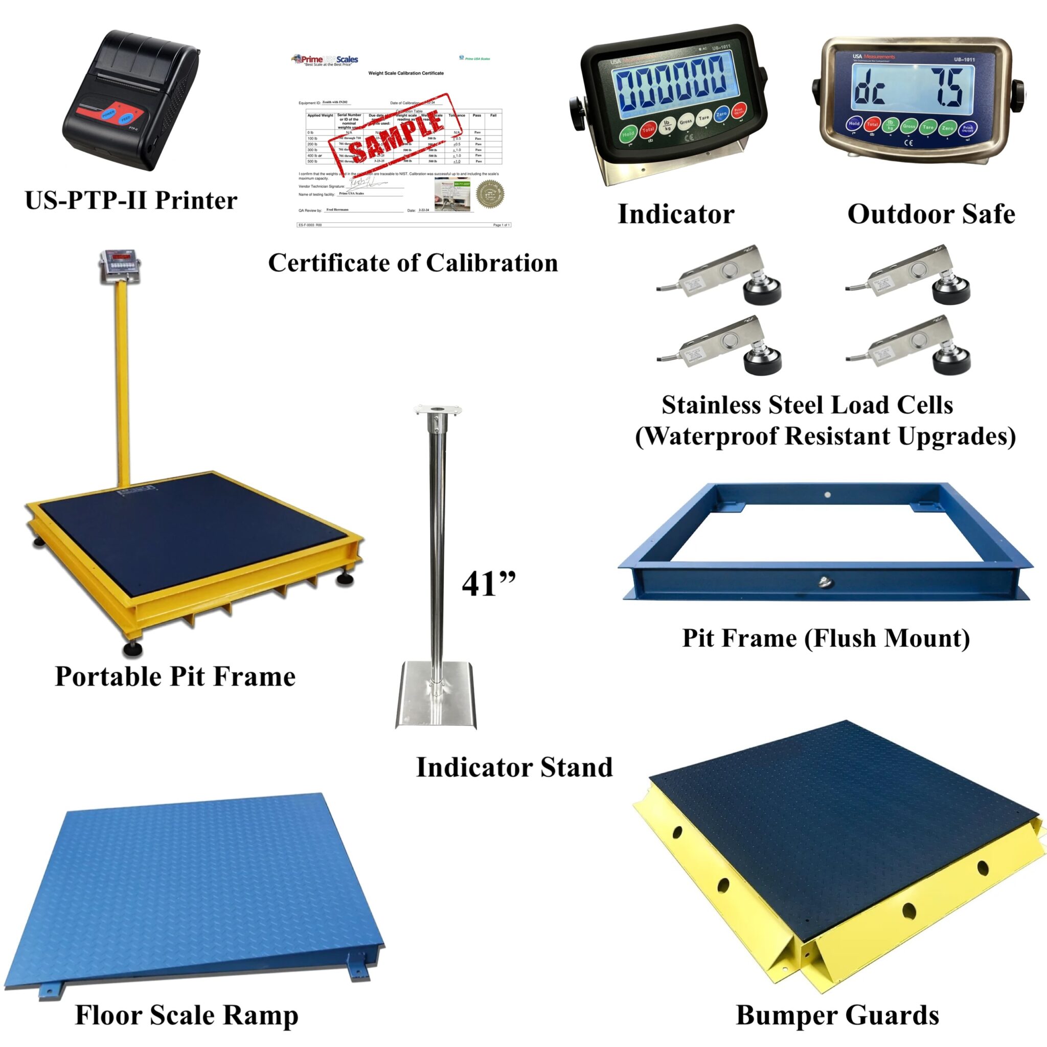 US-E6060 "Etek" 60"x60" Floor Scale & Two Ramps (1,000 lb x .05 lb ...